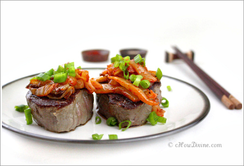 Filet Mignon with Sautéed Kimchi – cHow Divine…